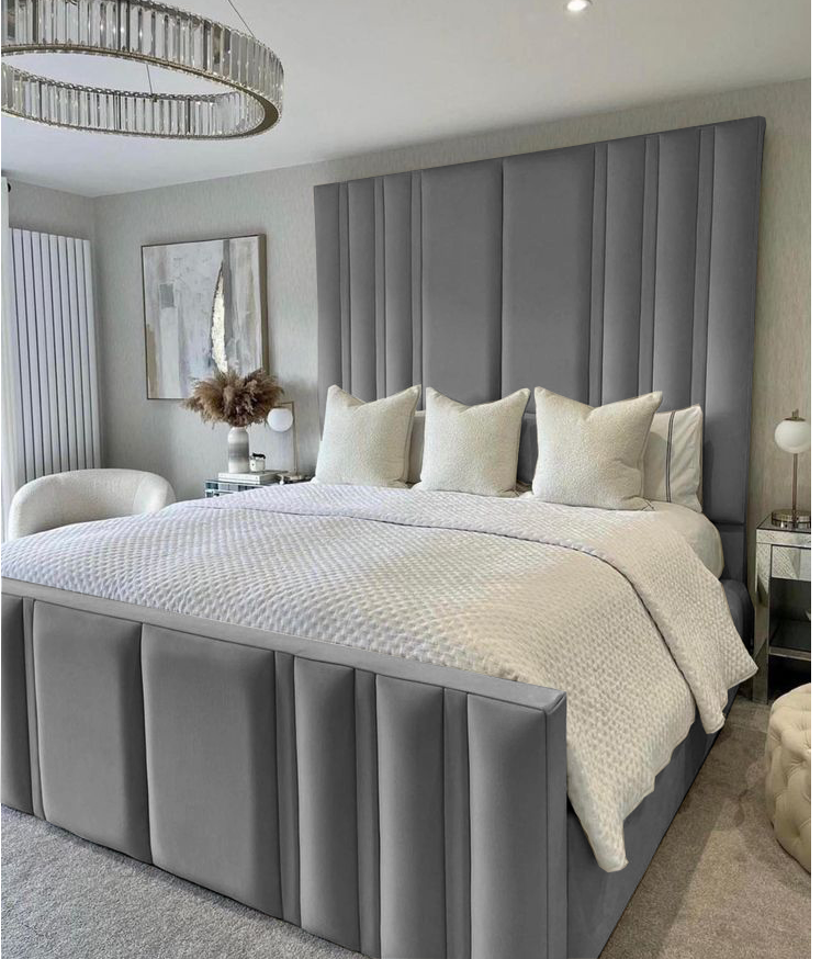 High Panel Bed with 80" High Headboard - hdbeds.co.uk